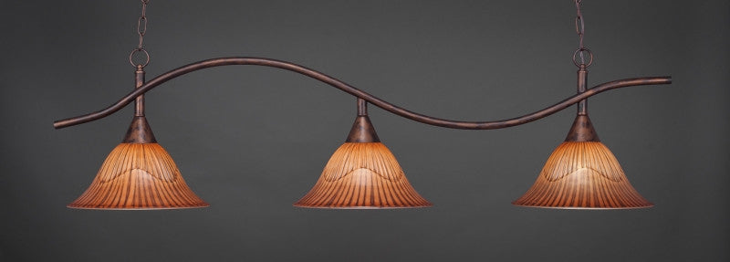 Swoop 3 Light Bar In Bronze Finish With 14" Tiger Glass (893-BRZ-58319