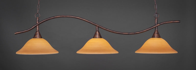 Swoop 3 Light Bar In Bronze Finish With 16" Cayenne Linen Glass (893-B