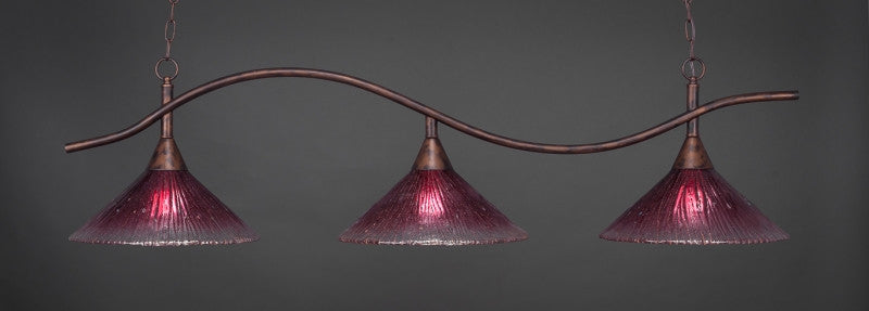 Swoop 3 Light Bar In Bronze Finish With 16" Wine Crystal Glass (893-BR