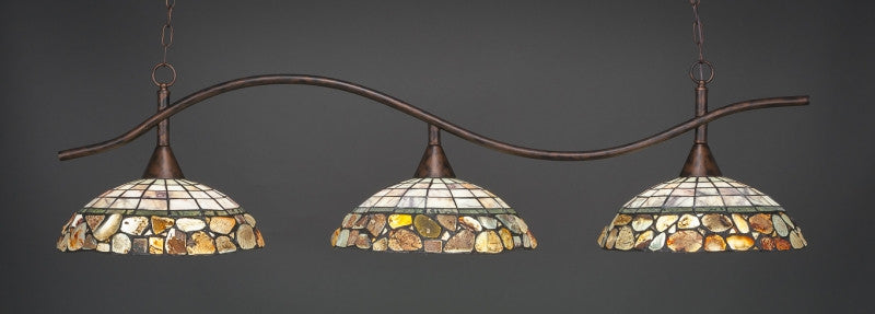 Swoop 3 Light Bar In Bronze Finish With 16" Cobblestone Tiffany Glass